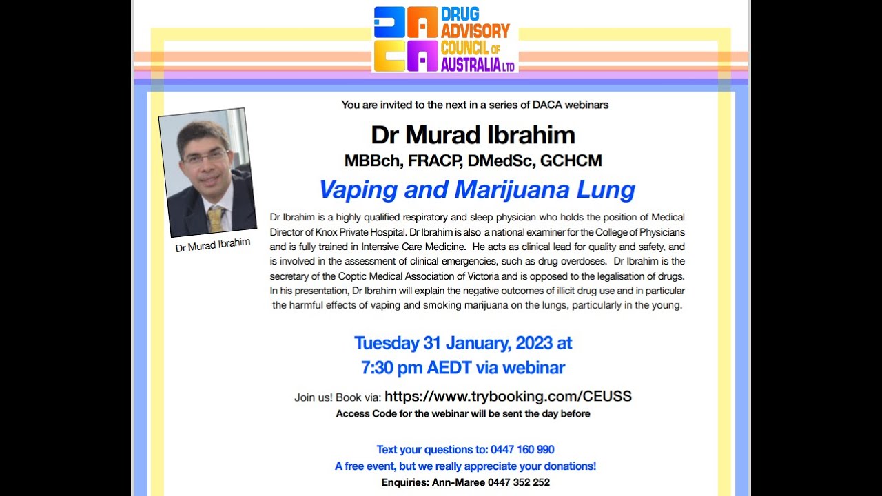 DACA Jan 31 Webinar: Dr Murad Ibrahim - Vaping and Marijuana Lung - YouTube