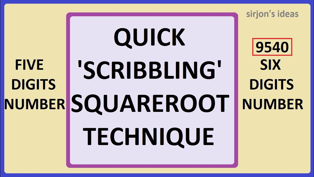 QUICK SQUARE ROOT TECHNIQUE FOR BIG NUMBERS (9540 FAMILY SHORT VIDEO ...