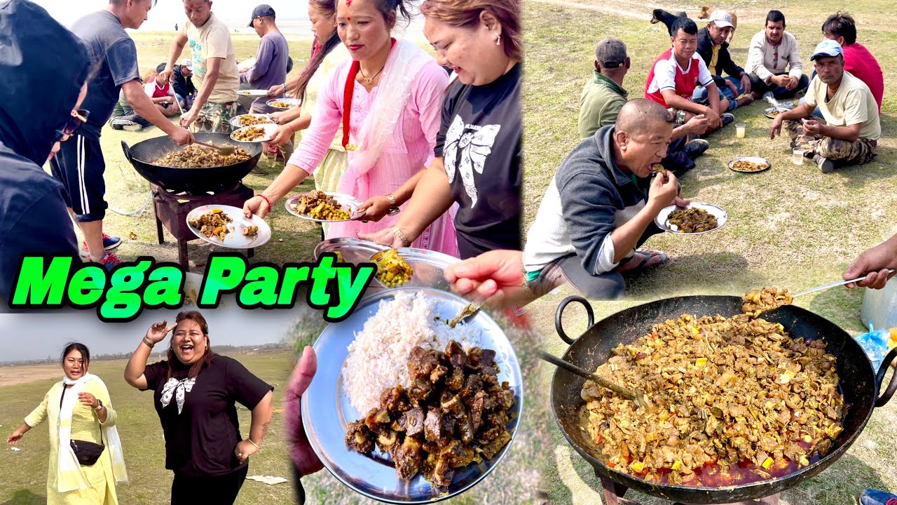 PANCHAULI MEGA PARTY IN THE VILLAGE NEPAL | BUFFALO MEAT COOKING ...