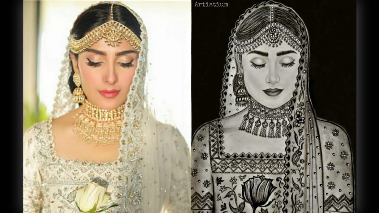 Sketch of pakistani actor Ayeza Khan | Pencil Sketch | step by step ...