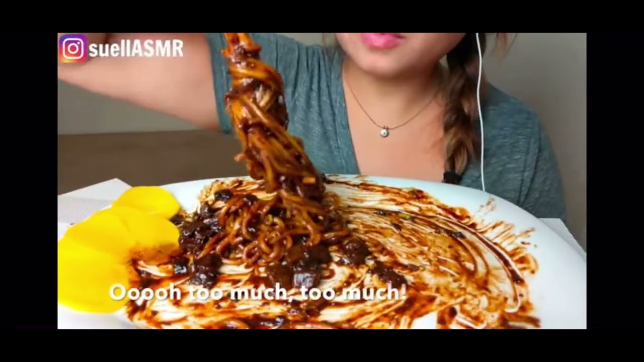 Fast asmr black bean noodles with pickled radish credits:suell asmr ...