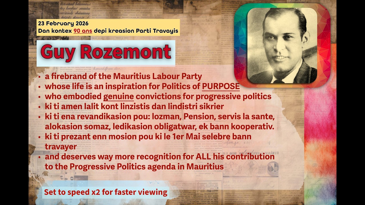 Mauritius - History of the Labour Party Guy Rozemont - YouTube