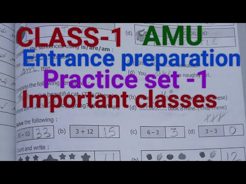 CLASS-1/AMU PRACTICE SET-01/Entrance preparation/Important classes by ...