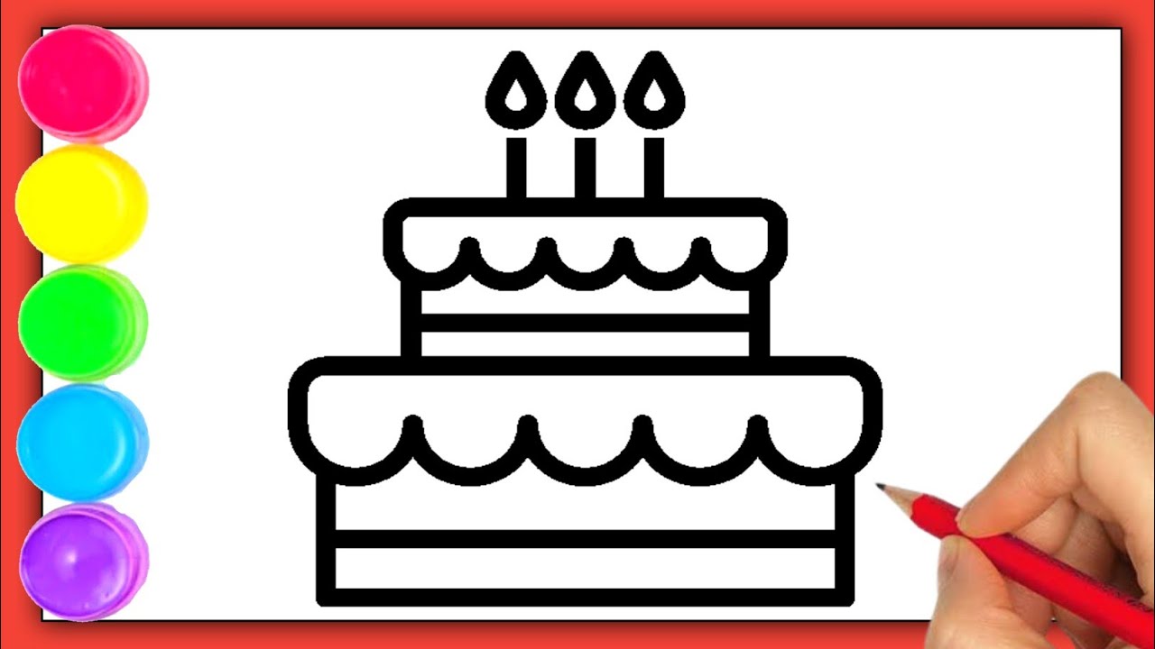 HOW TO DRAW A CAKE EASY STEP BY STEP || CAKE DRAWING AND PAINTING EASY ...