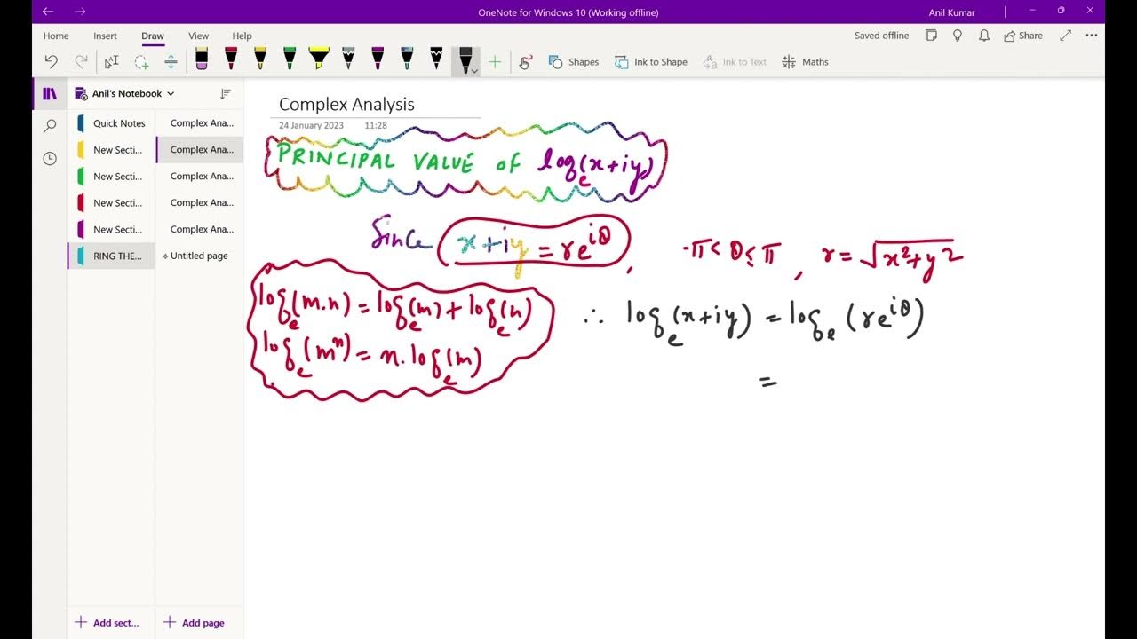 Principal value of logarithmic of a complex number. - YouTube
