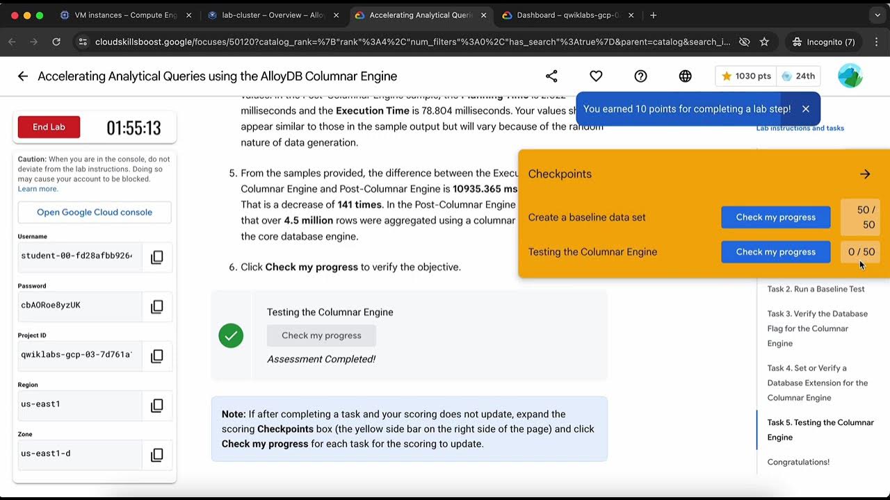 Accelerating Analytical Queries using the AlloyDB Columnar Engine | GSP1087 - YouTube