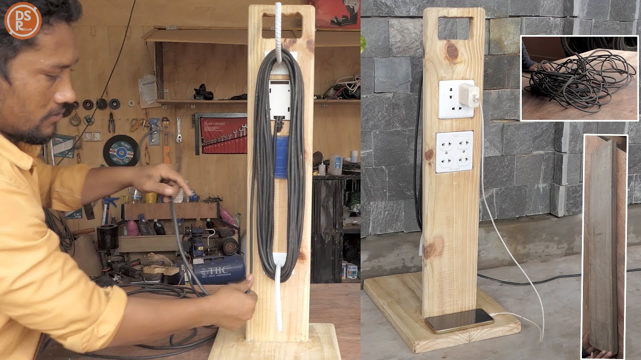 DIY Power socket Woodworking making from junk wood - YouTube