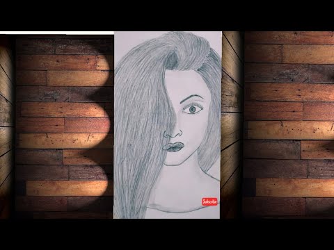 Real girl drawing tutorial for beginners by one pencil - How to draw ...