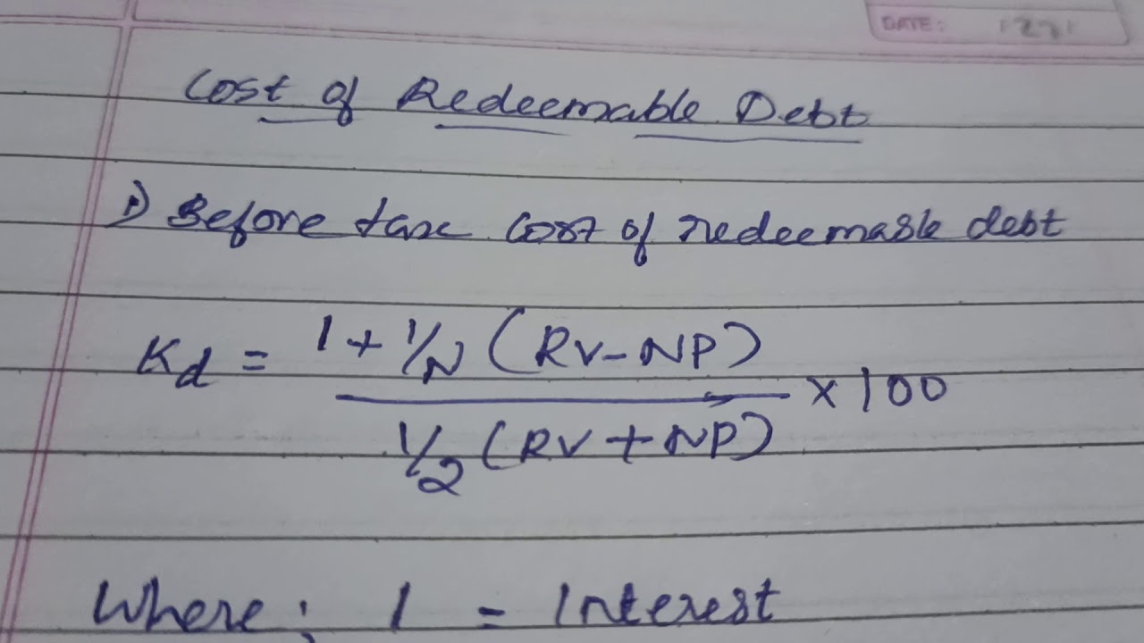 Cost of redeemable debt - YouTube