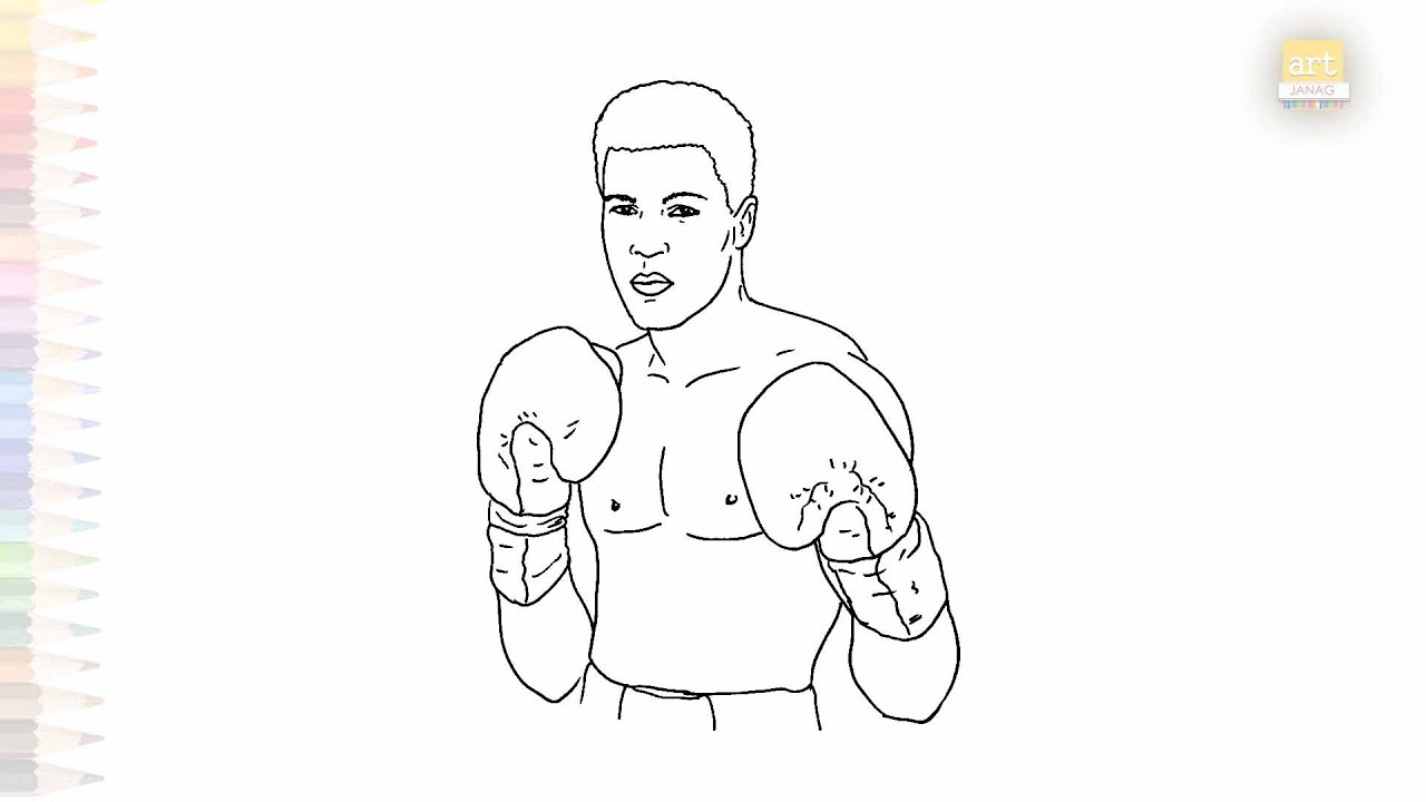 Muhammad Ali easy drawing | Boxer drawings | How to draw Muhammad Ali ...