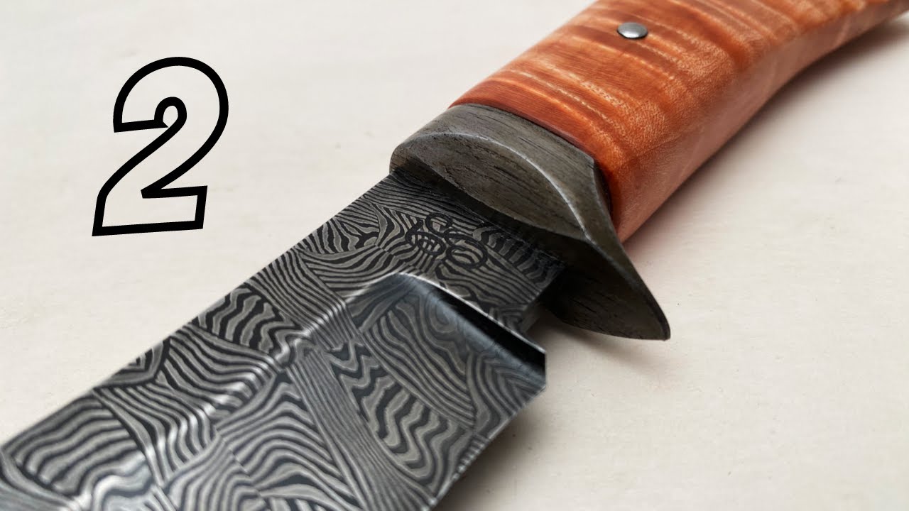 Simple mosaic pattern damascus knife build - YouTube