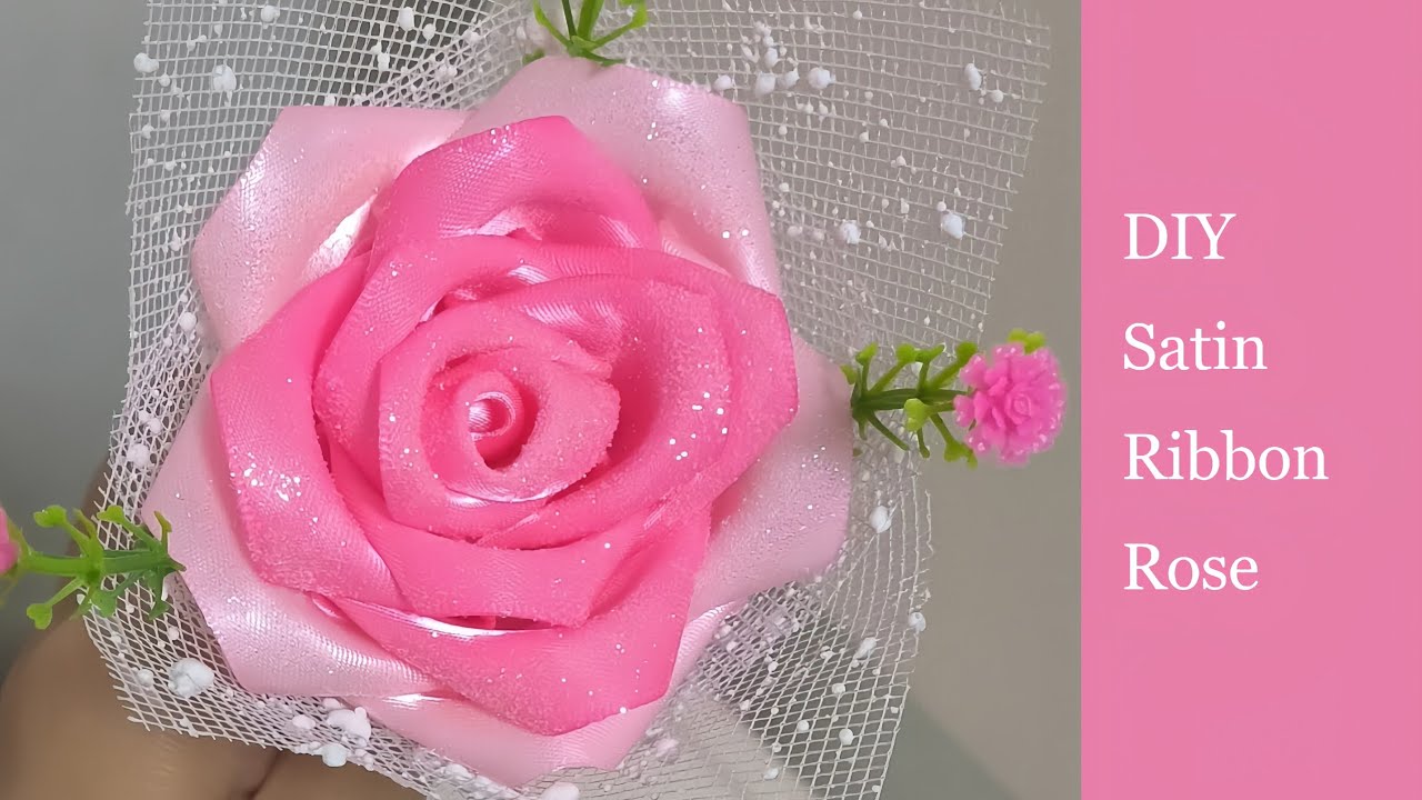DIY Satin Rose Flower | how to make beautiful satin ribbon flower rose ...