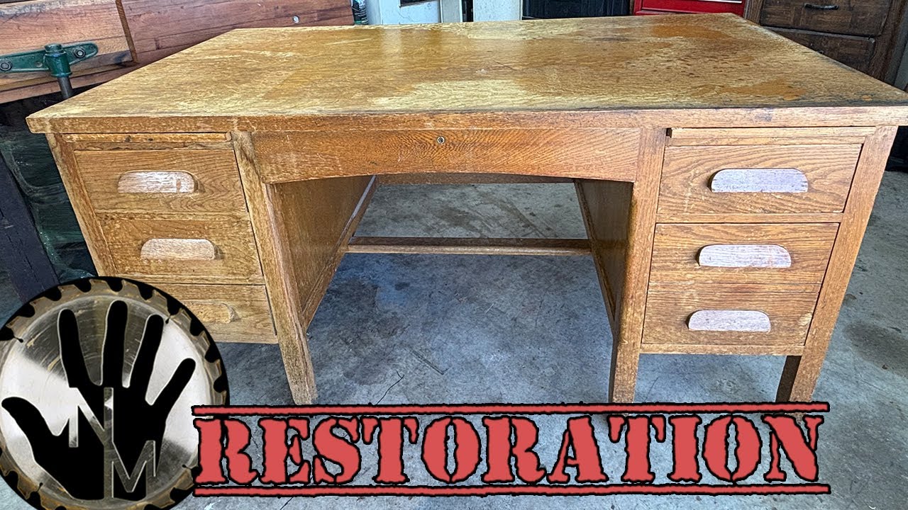 Badly Stained Desk Restoration - YouTube