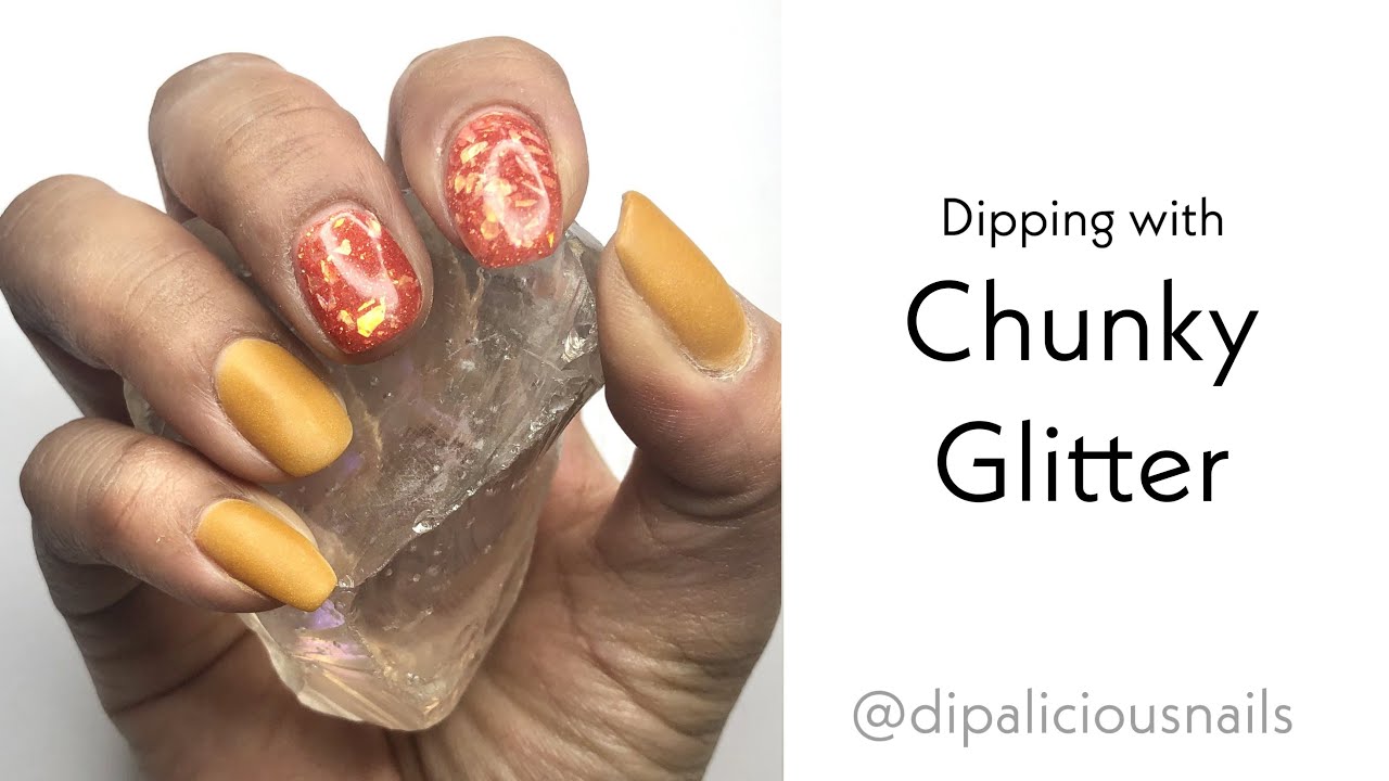 Dipping with Chunky Glitter 🖤 DIPALICIOUS NAILS - YouTube