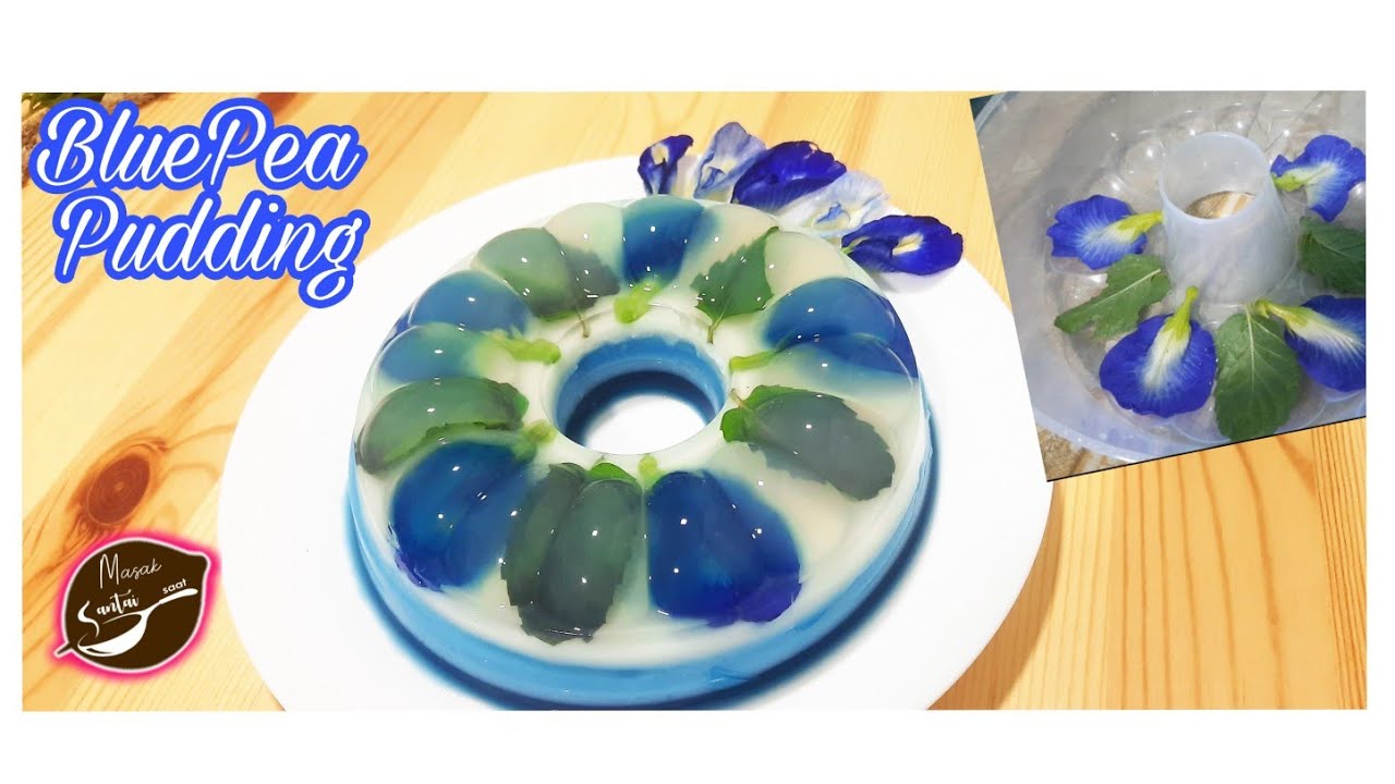 Blue Pea Flower Pudding - Pudding Biru Bunga Telang - YouTube