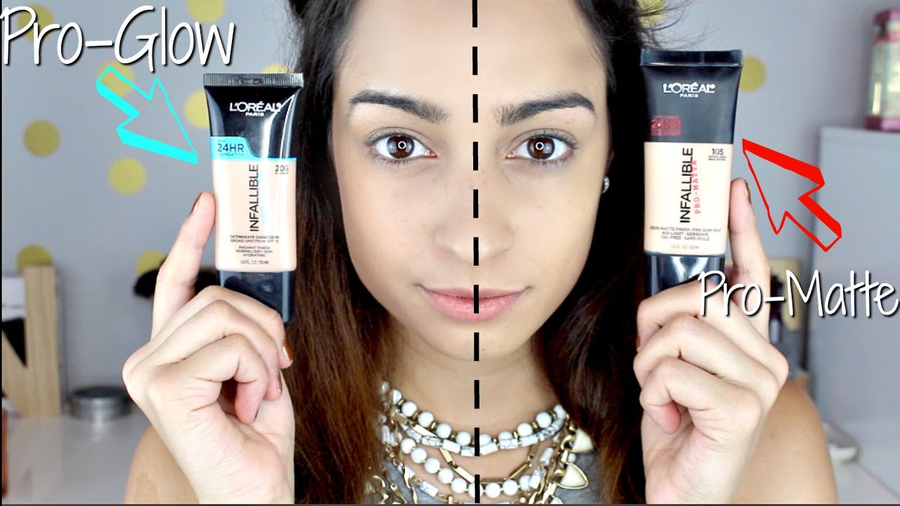 NEW LOREAL Infallible PRO-GLOW VS PRO-MATTE Foundation Review!! - YouTube