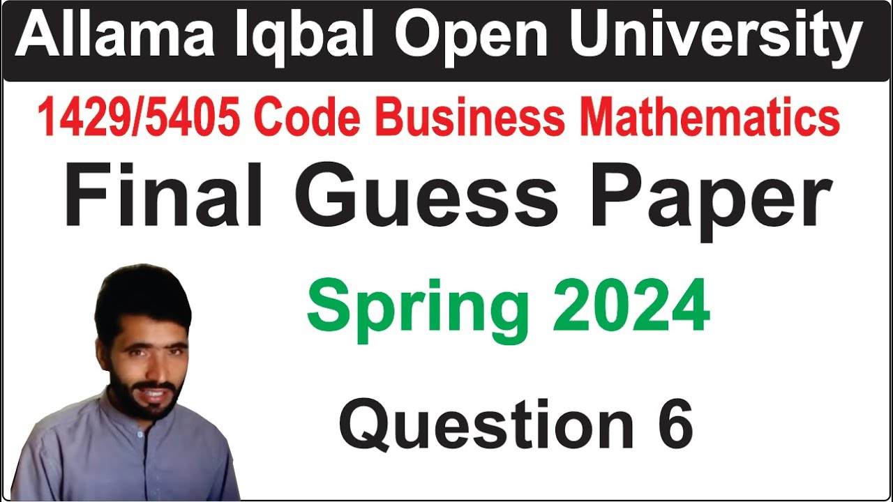 1429 Code Guess Paper Spring 2024 Question 6 | BA Math Guess Paper ...