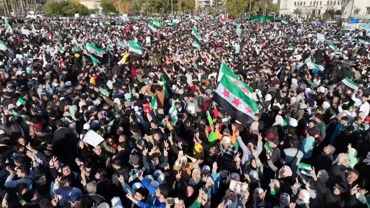 Aerial views show tens of thousands Syrians celebrating Assad's fall in ...