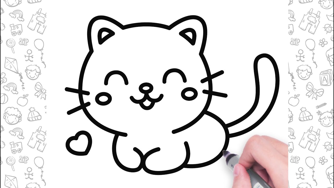 🐱Easy Cat Drawing Step by Step | Bolalar uchun oson chizish | Easy ...