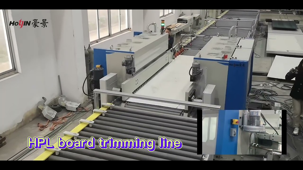 HPL plate trimming line ( cutting line ) - YouTube