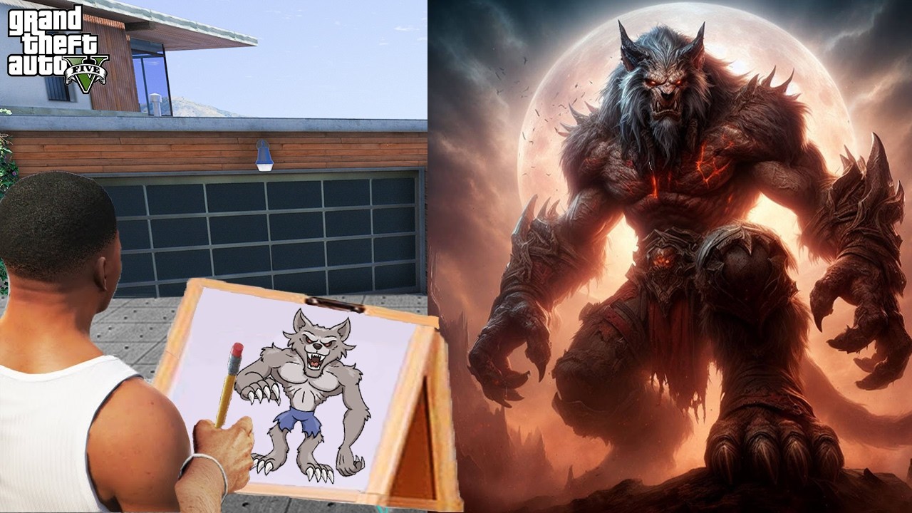 Franklin Uses Magical Painting To Make SCARY WEREWOLF In Gta V ! GTA 5 ...