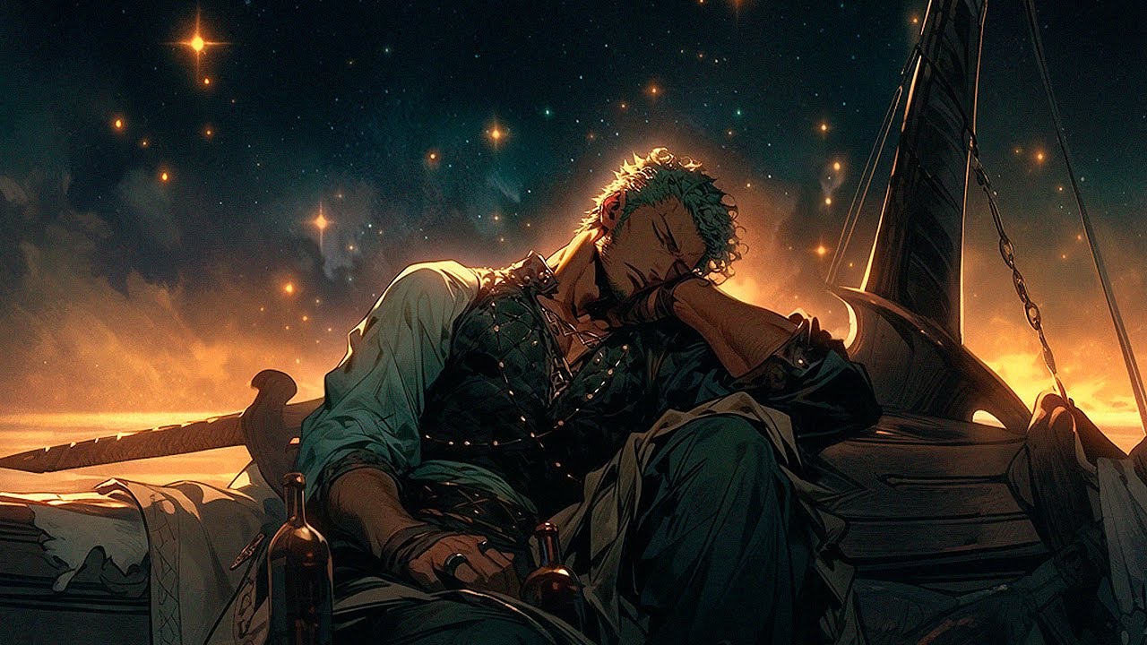 Sleeping Night w/ ZORO on the Thousand Sunny: Boat creaking, Seashore ...