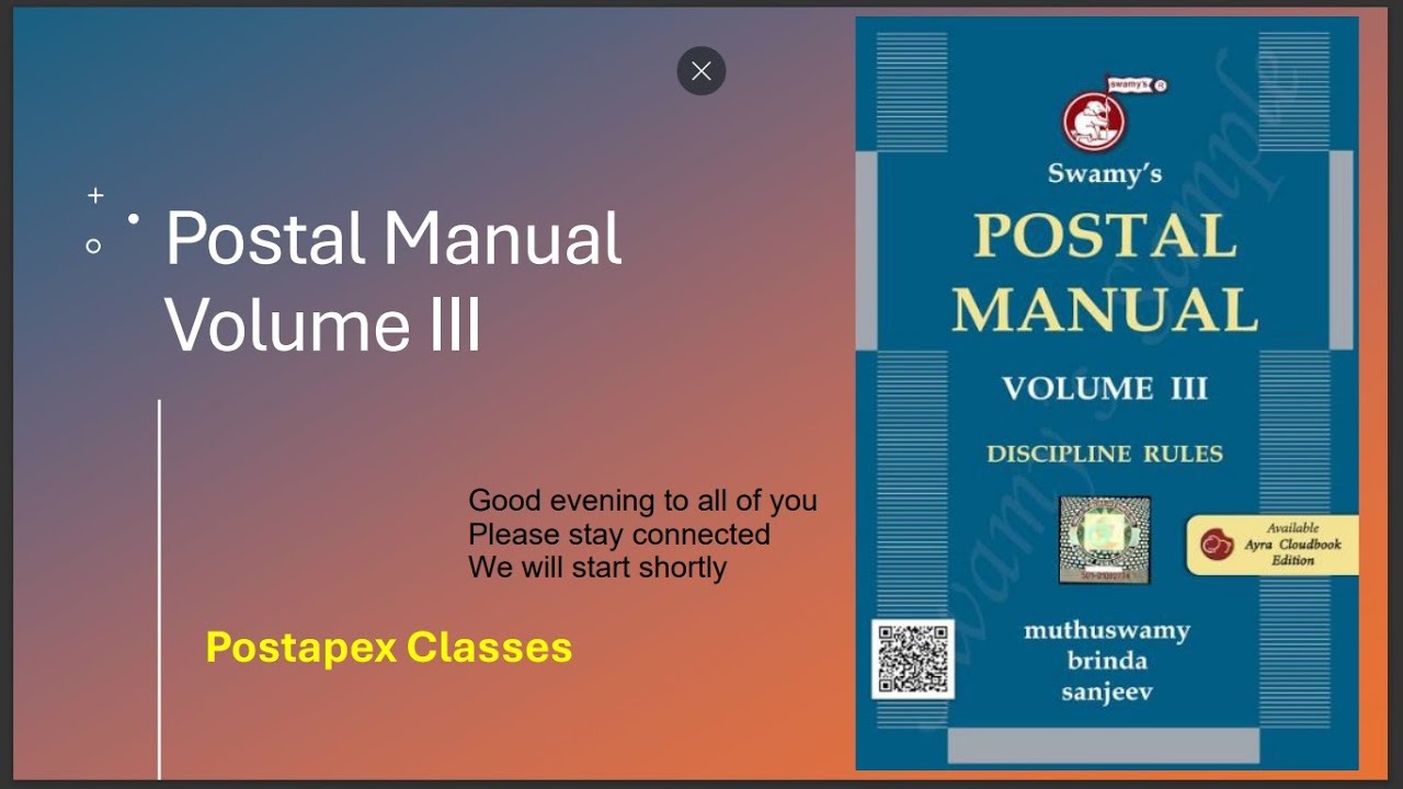 Postal Manual Volume III (Class-1) - YouTube