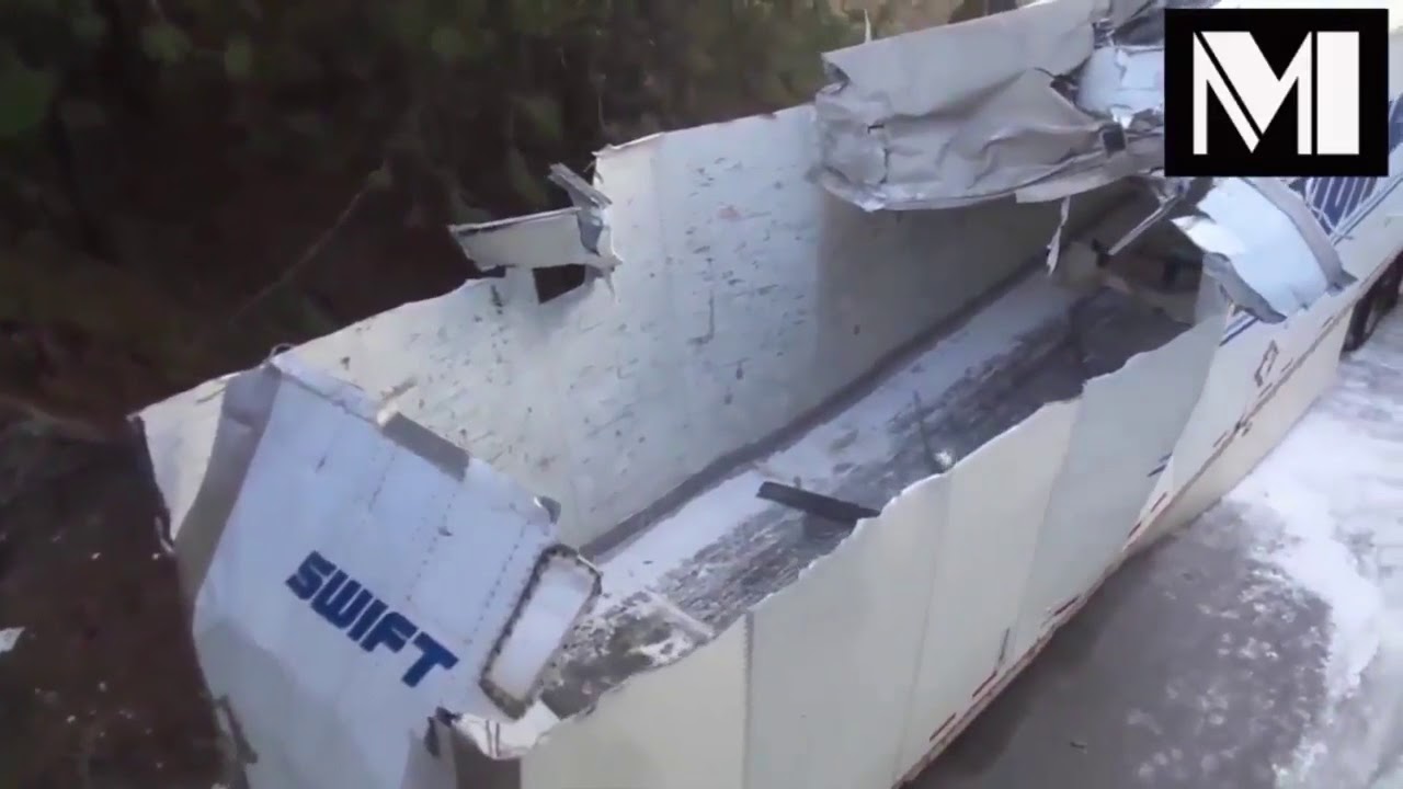 Swift Driver Literally Destroys His Trailer Under The Bridge - YouTube