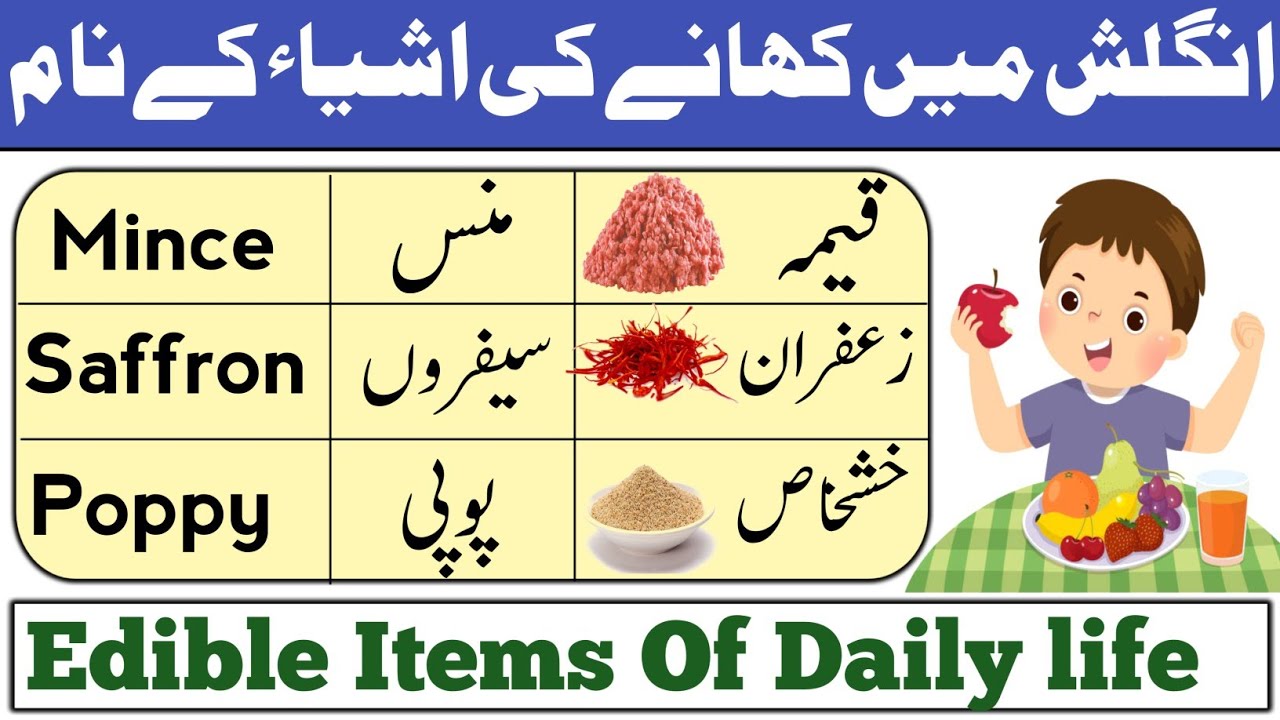 Eatable Things & Food Vocabulary with Pictures | Kahany Wali chezo ky ...