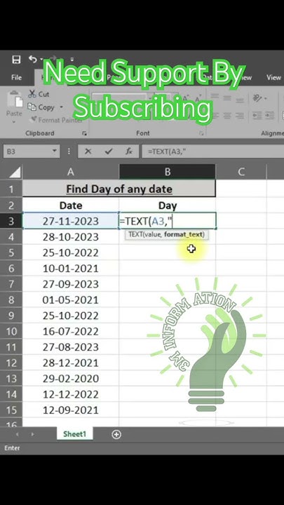 Excel Date to Day Easy Method #excelshorts #shorts #viralshorts - YouTube