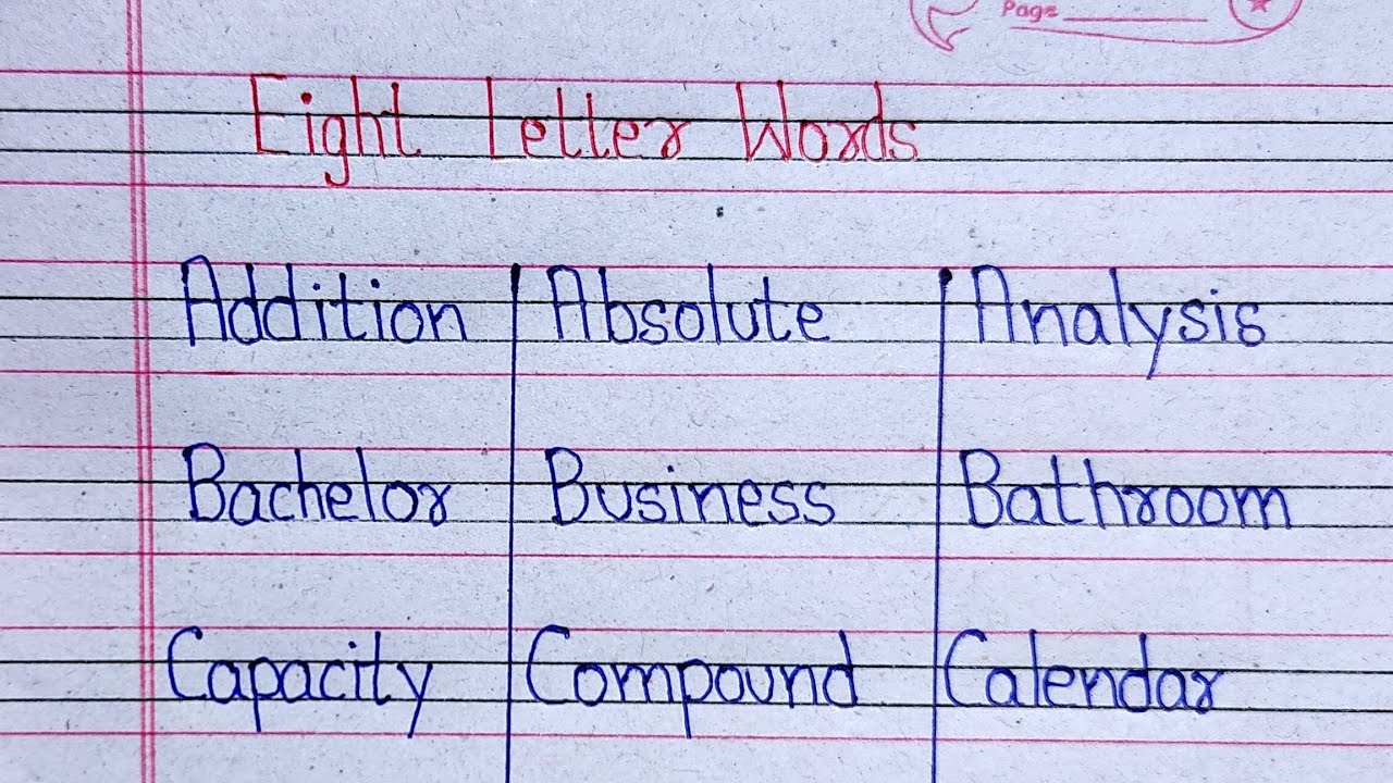Eight Letter Words || Eight Letter Words In English || 8 Letter words ...