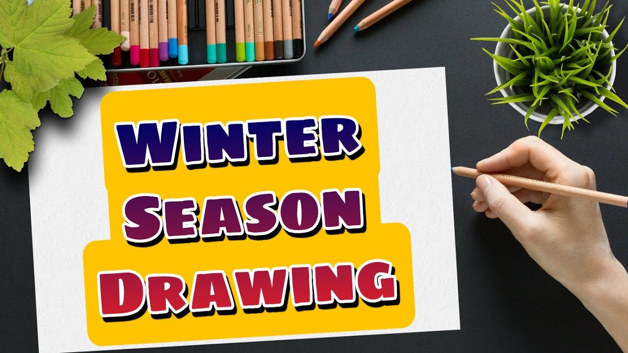 winter season drawing/winter season Indian village scenery drawing ...