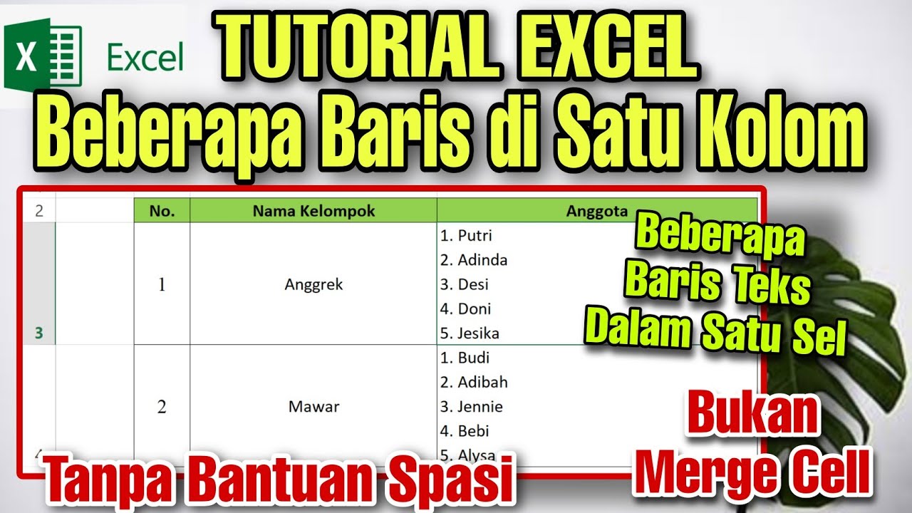 Cara Menulis Beberapa Baris Teks di Satu Kolom EXCEL Otomatis dan Mudah ...