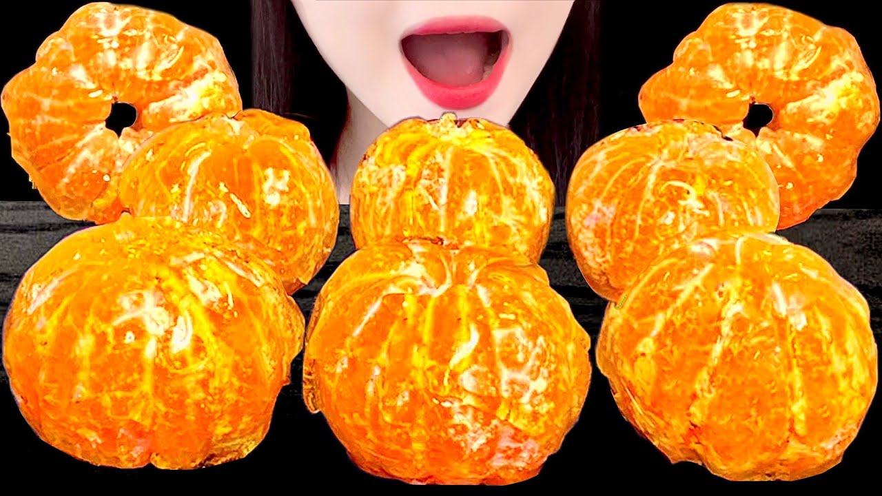 ASMR CANDIED FRUIT TANGERINE TANGHULU EATING SOUNDS MUKBANG 귤 탕후루 먹방 ...
