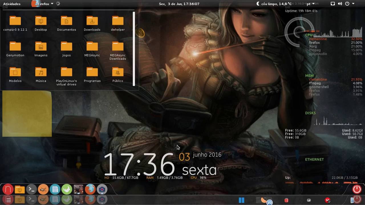 Conky Manager (Conky) no debian com temas pré instalados. - YouTube