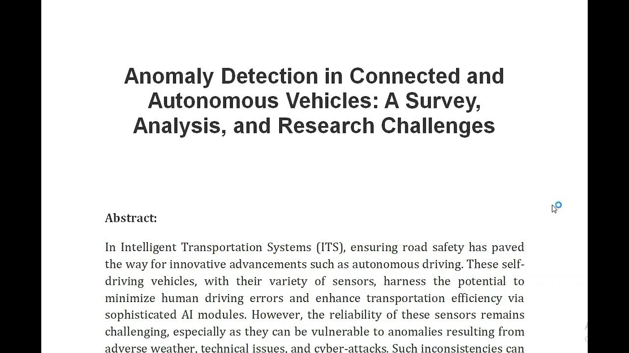Anomaly Detection in Connected and Autonomous Vehicles A Survey ...