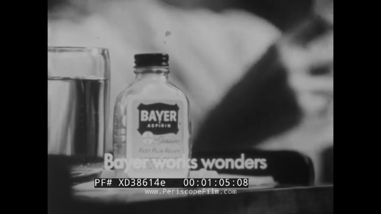 1960s BAYER ASPIRIN TV COMMERCIAL HEADACHE MEDICINE "BAYER WORKS ...