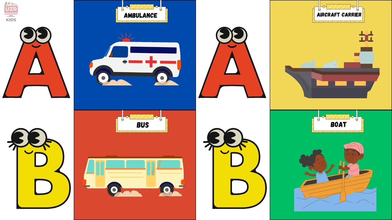 A to Z Vehicles Song for Kids 🚒🚢 | Learn Land, Air & Water Transport ...