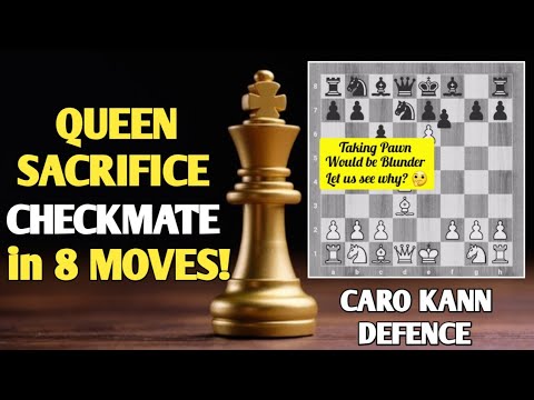 Queen Sacrifice 🔥 CHECKMATE 🔥 in 8 Moves 😲 #chess - YouTube