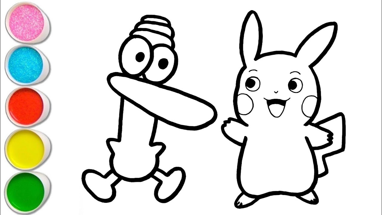Cute Pato with Pikachu Drawing, Painting and Coloring For Kids and ...