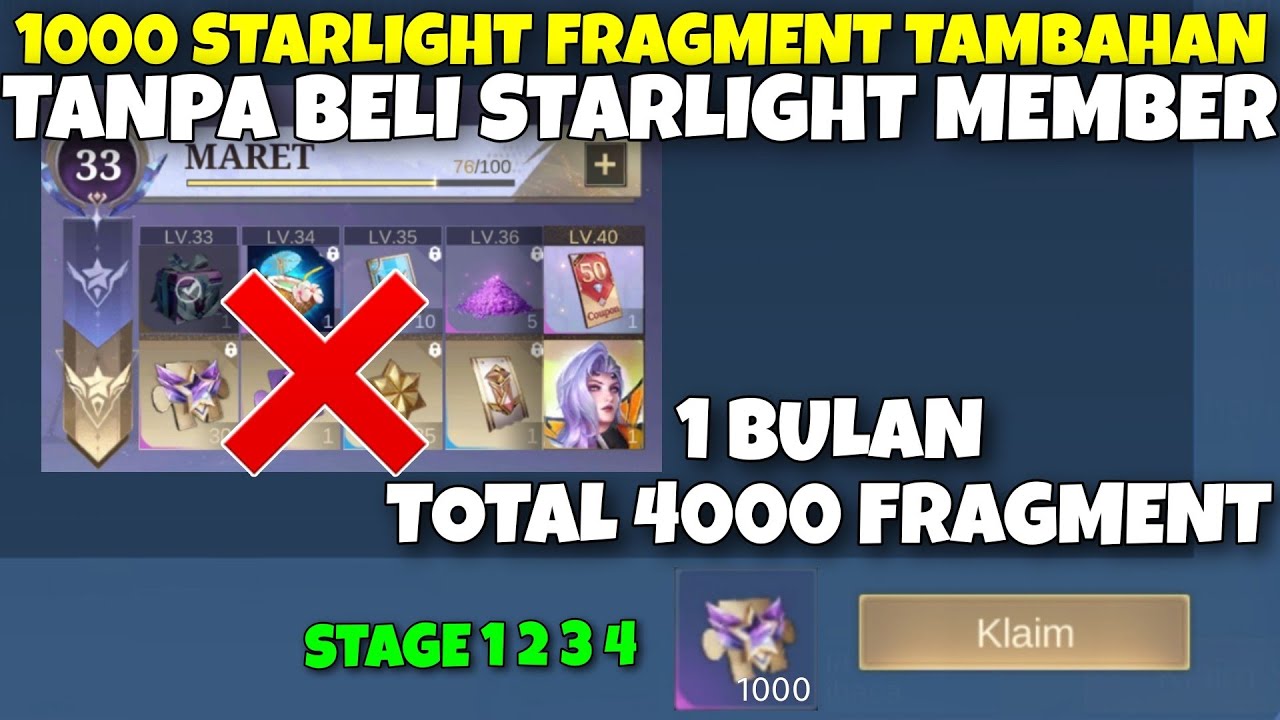 CARA DAPAT 1000 STARLIGHT FRAGMENT SETIAP MINGGU TAMBAHAN TANPA BELI ...