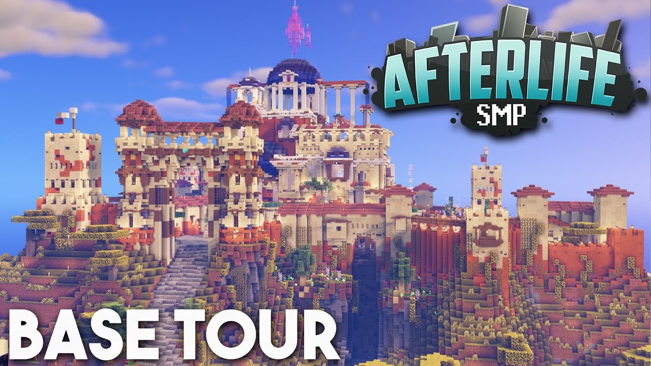 BASE AND SPAWN WORLD TOUR! (Minecraft AfterLife SMP S3) - YouTube