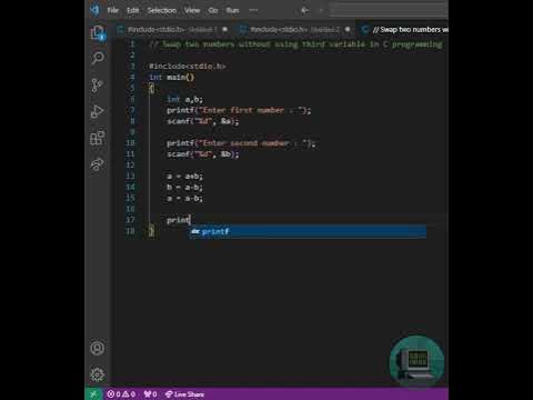 Swap two numbers in C programming #viral #shorts #coding - YouTube