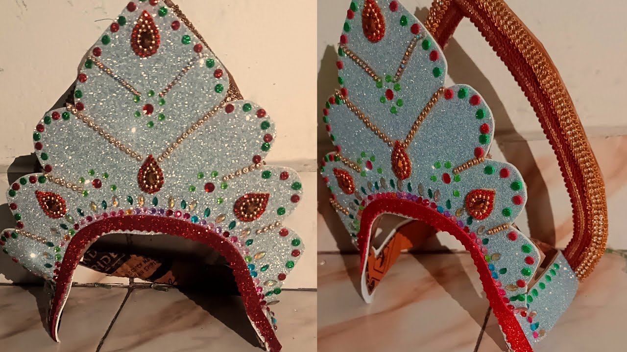 Crown making for Bharatha matha/ Diy mukut making / how to make mukut ...