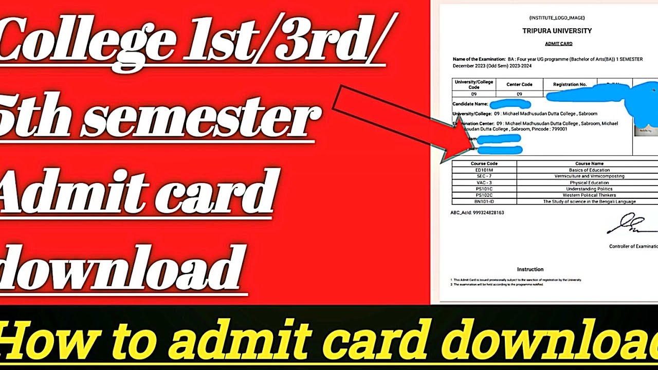 Tripura degree College 1st/3rd/5th semester Admit card download 2024 | How to Download admit ...