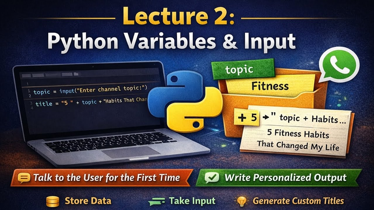 2. Variables & User Input — Making Programs Interactive - YouTube