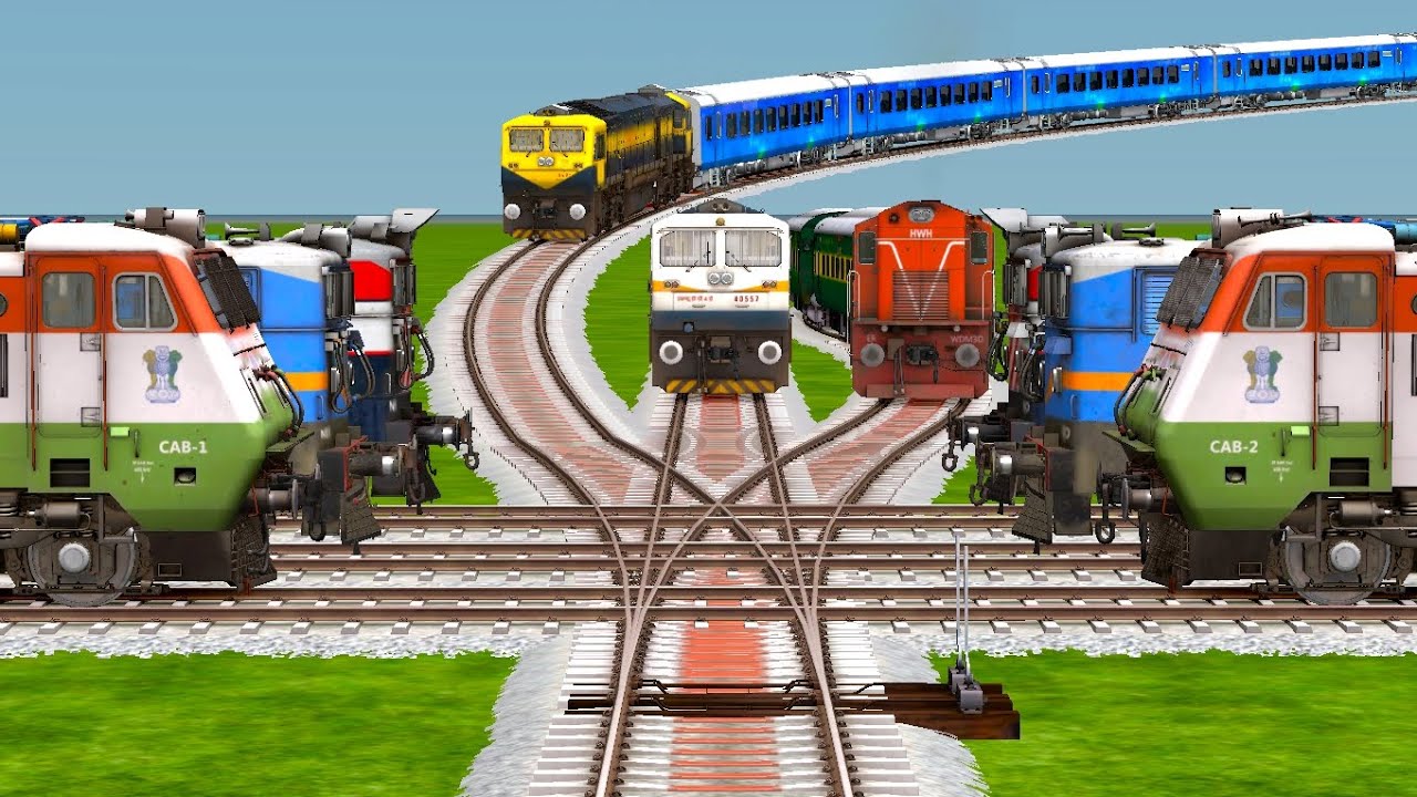 9 TRAIN HIGH SPEED PERFECT CROSSING ON BUMPY RAILROAD Train Simulator ...