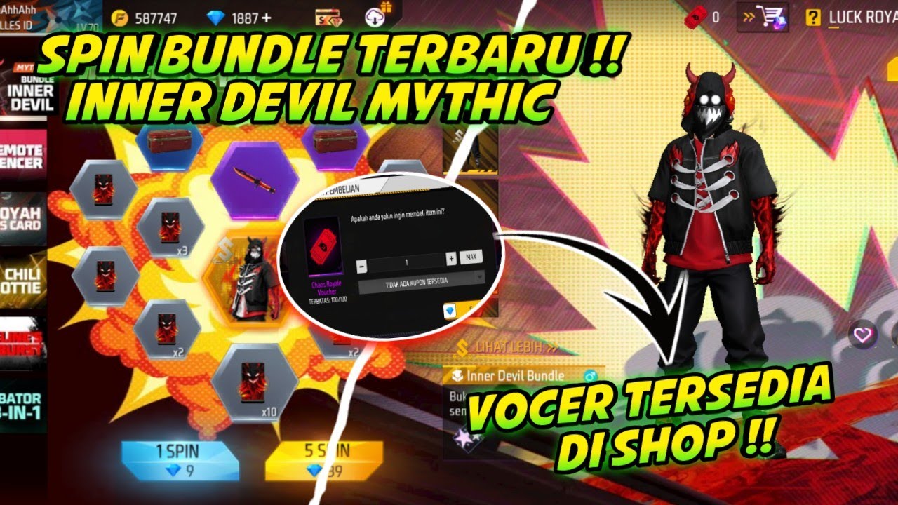 CARA DAN TRIK😱 SPIN BUNDLE TERBARU INNER DEVIL MENGGUNAKAN TIKET || DIKASIH HOKY NG YAH ? - YouTube
