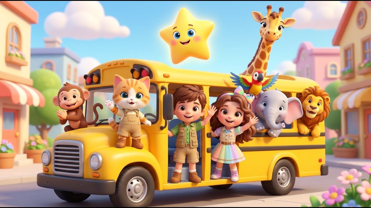 Wheels on the Bus with Zoo Animals | Sing & Clap with Stary - YouTube