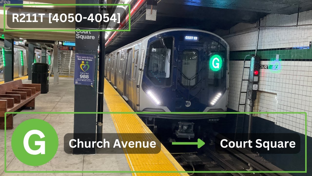 [Full Journey] MTA NYC Subway G Line R211T [4050-54]: Church Avenue → ...